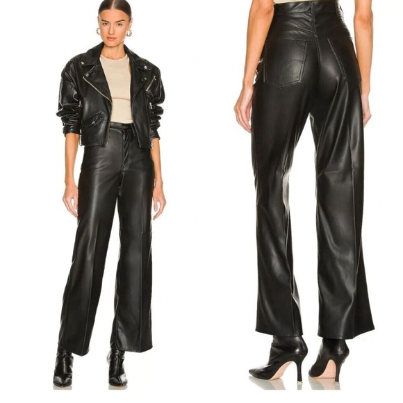 Levi's | Pants & Jumpsuits | Nwt Levis Pleather High Rise 7s Flare ...